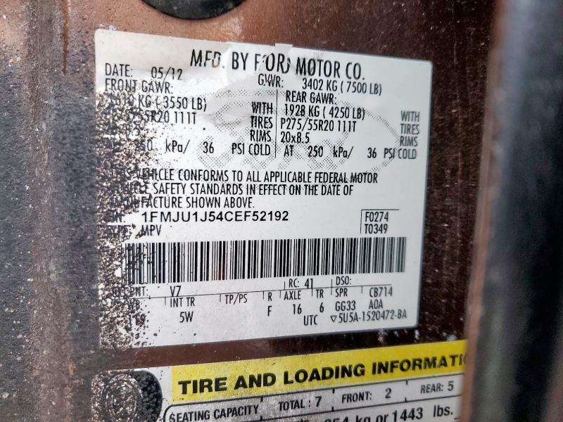 1FMJU1J54CEF52192 - 2012 FORD EXPEDITION XLT, BROWN - price history ...